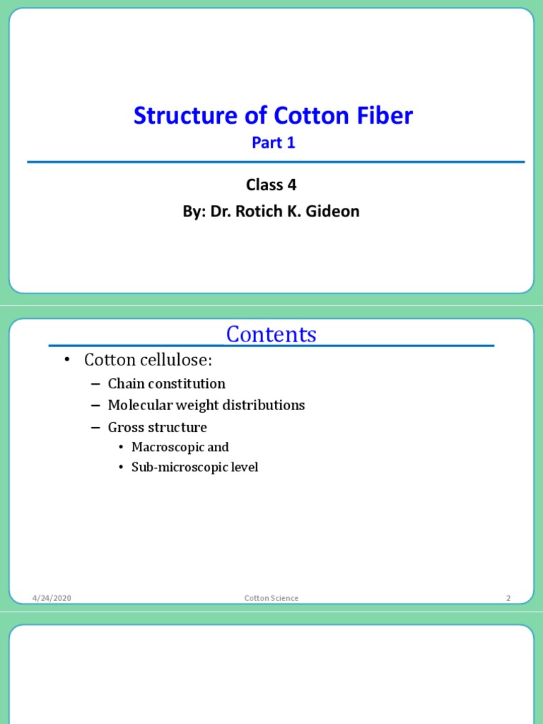 Class 4 - Structure of Cotton | PDF | Polymers | Cellulose
