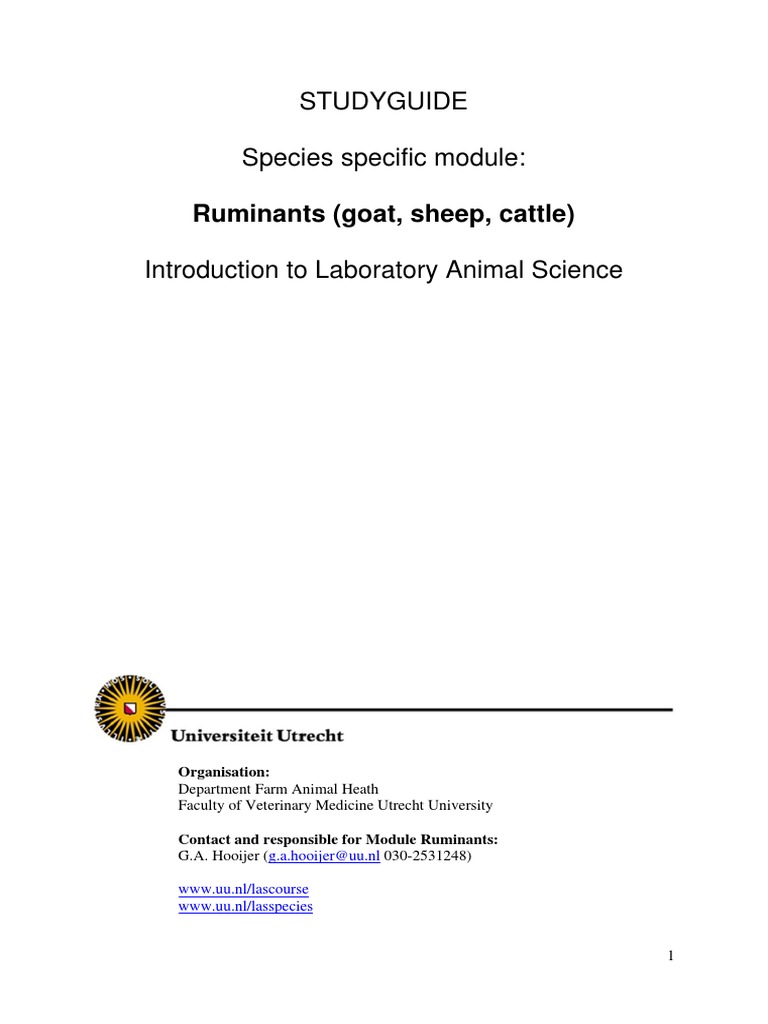 Studyguide Species Specific Module:: Ruminants (Goat, Sheep, Cattle ...