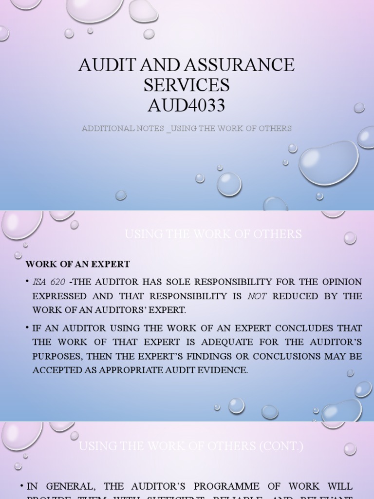 Additional Notes - Using The Work of Others | PDF | Audit | Internal Audit