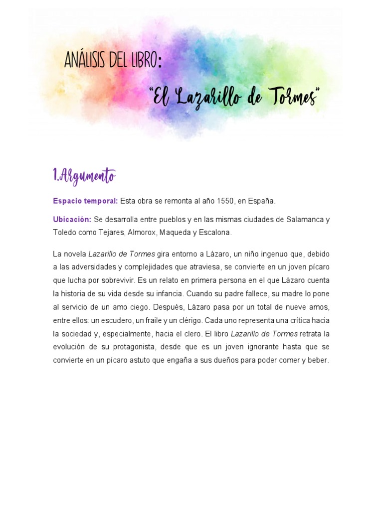 Analisis Literario El Lazarillo de Torme | PDF