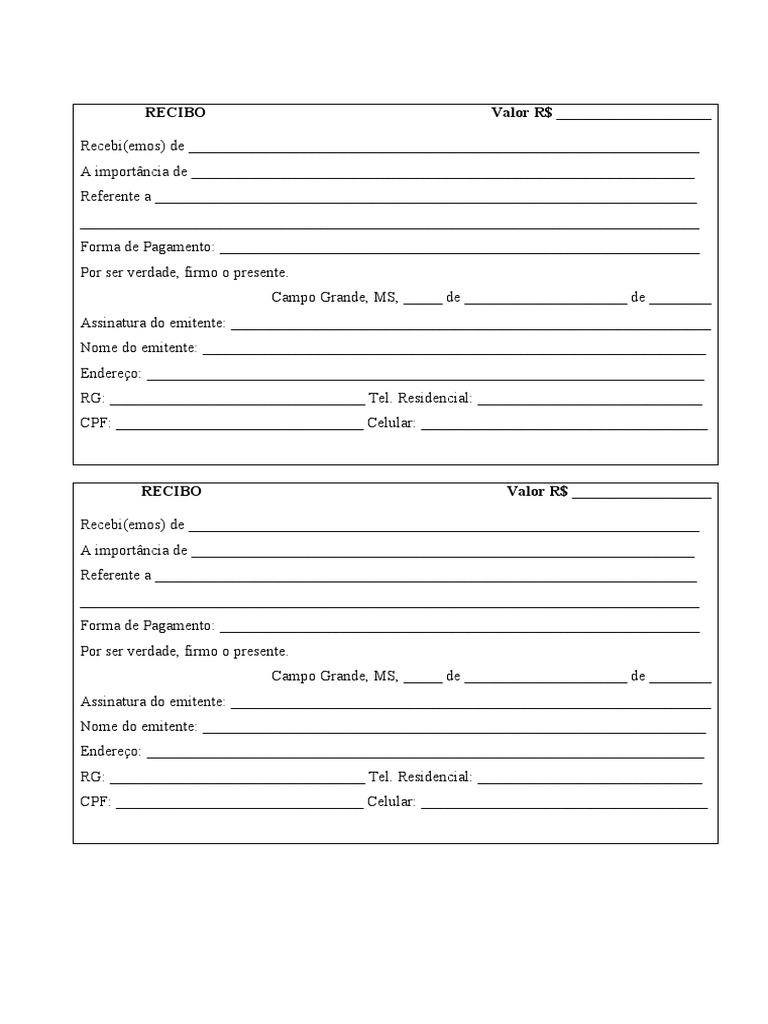 Modelo Recibo Simples | PDF