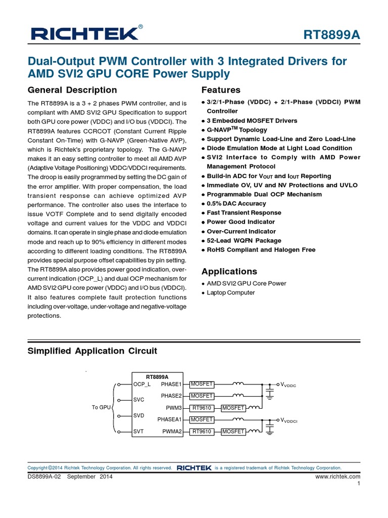 Dual-Output PWM Controller With 3 Integrated Drivers For AMD SVI2 GPU CORE Power Supply | PDF ...