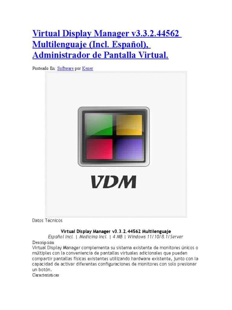 Virtual Display Manager v3.3.2.44562 Multilenguaje (Incl. Español ...