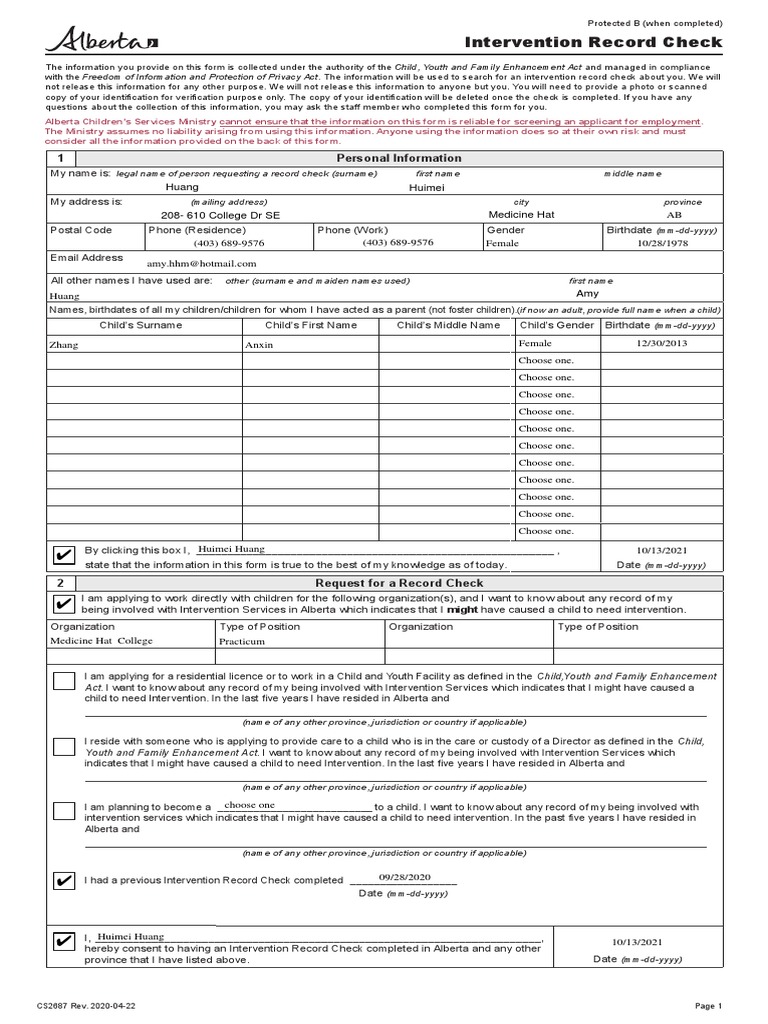 Alberta Intervention Record Check Guide | PDF | Justice | Crime & Violence