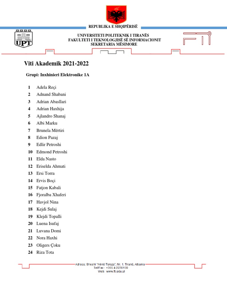 Grupet E Vitit Te Pare 20212022 Pdf