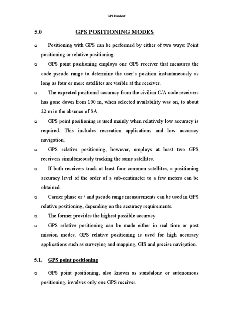 GPS Positioning Modes Explained | PDF | Global Positioning System ...