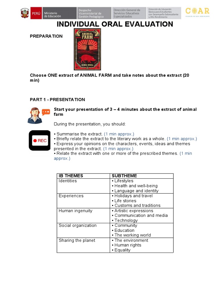 Animal Farm Oral Presentation Guide | PDF | Communication | Conversation