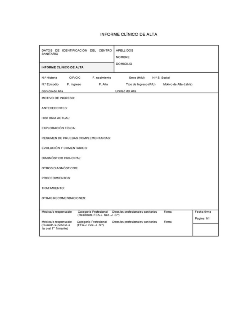Informe de Alta | PDF