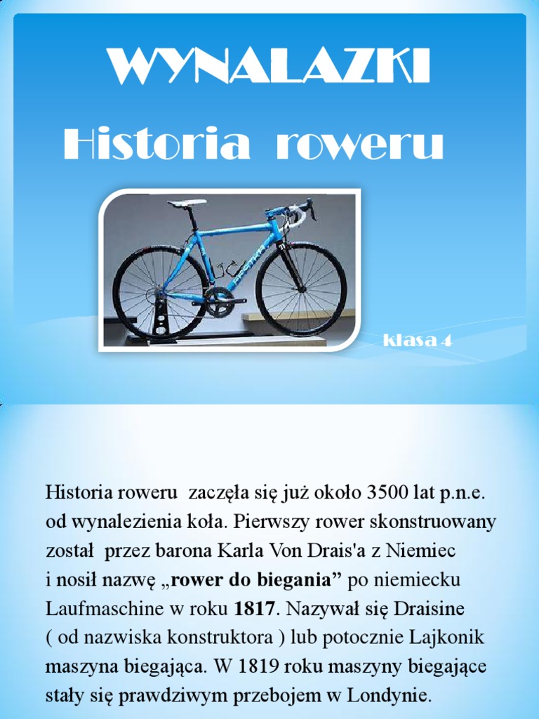 Wynalazki - Historia Roweru Klasa IV | PDF