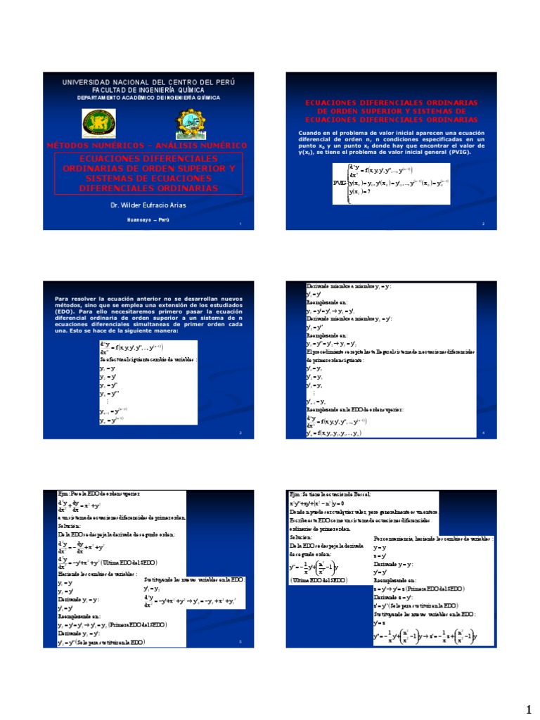 Semana 15. EDO de Orden Superior y SEDO | PDF | Ecuaciones | Ecuaciones diferenciales