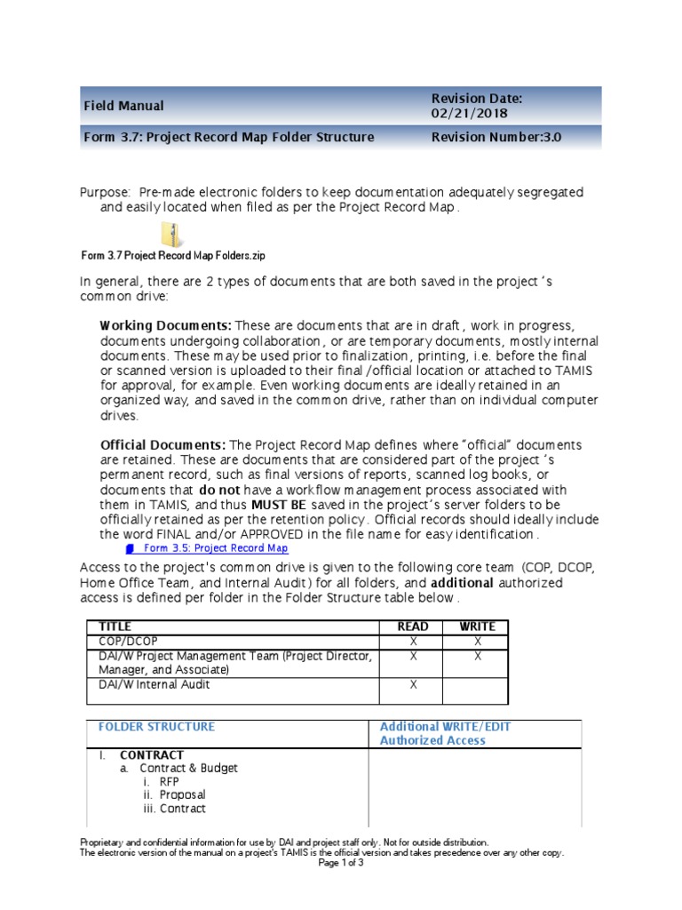 Form 3.7 Project Record Map Folder Structure | PDF | Computer File ...