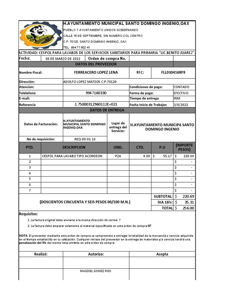 Formato de Adquisicion de Compra | PDF