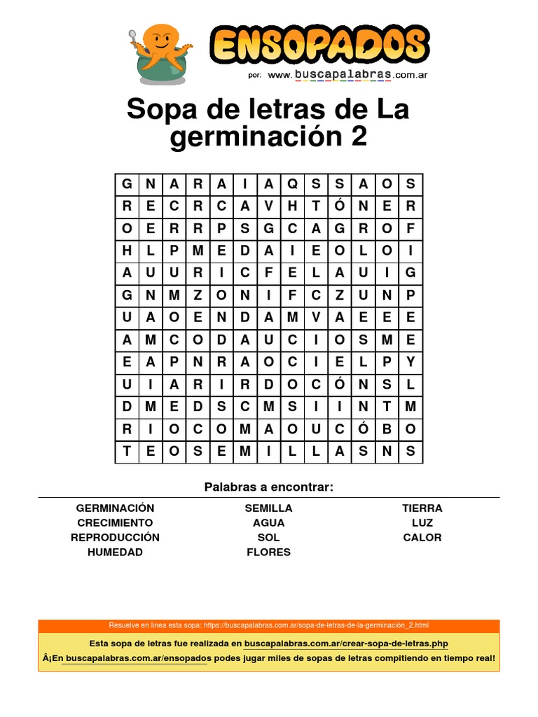 Sopa de Letras de La Germinación 2 | PDF