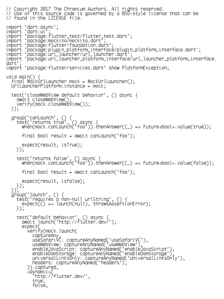 Url Launcher Test - Dart | PDF | Computing | Information Technology ...