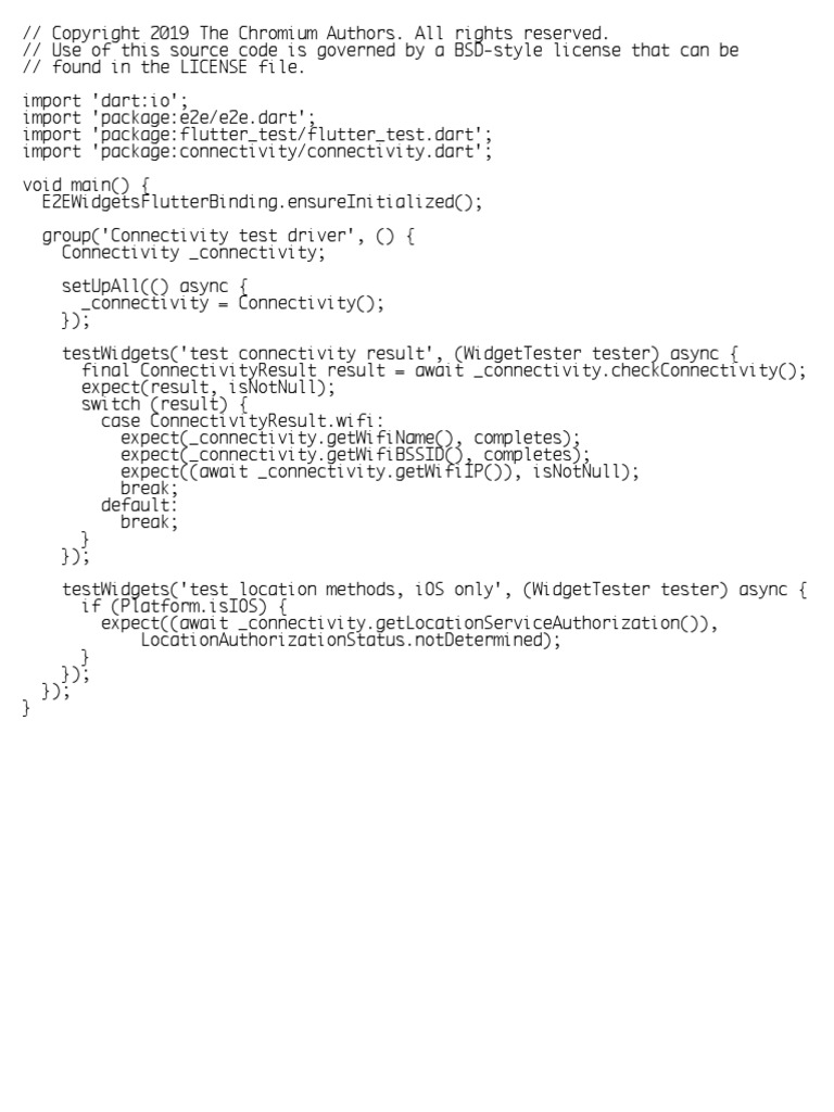 Connectivity E2e.dart | PDF | Teaching Methods & Materials | Computers