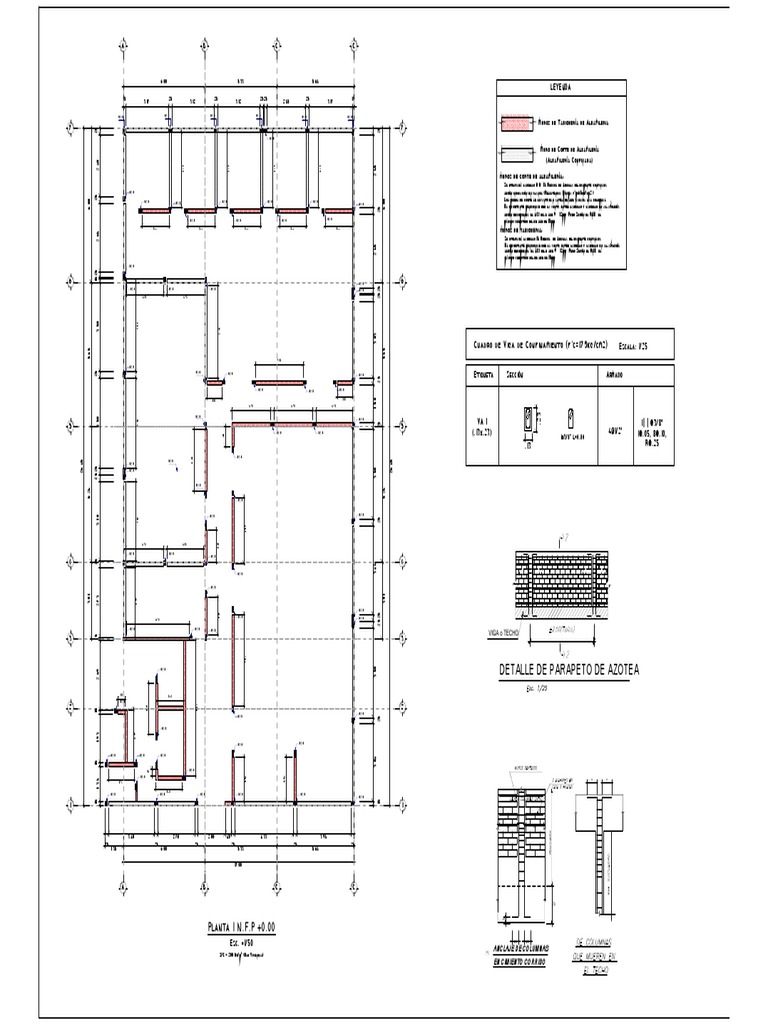 Detalle de Parapeto de Azotea: Planta 1 N.F.P +0.00 | PDF
