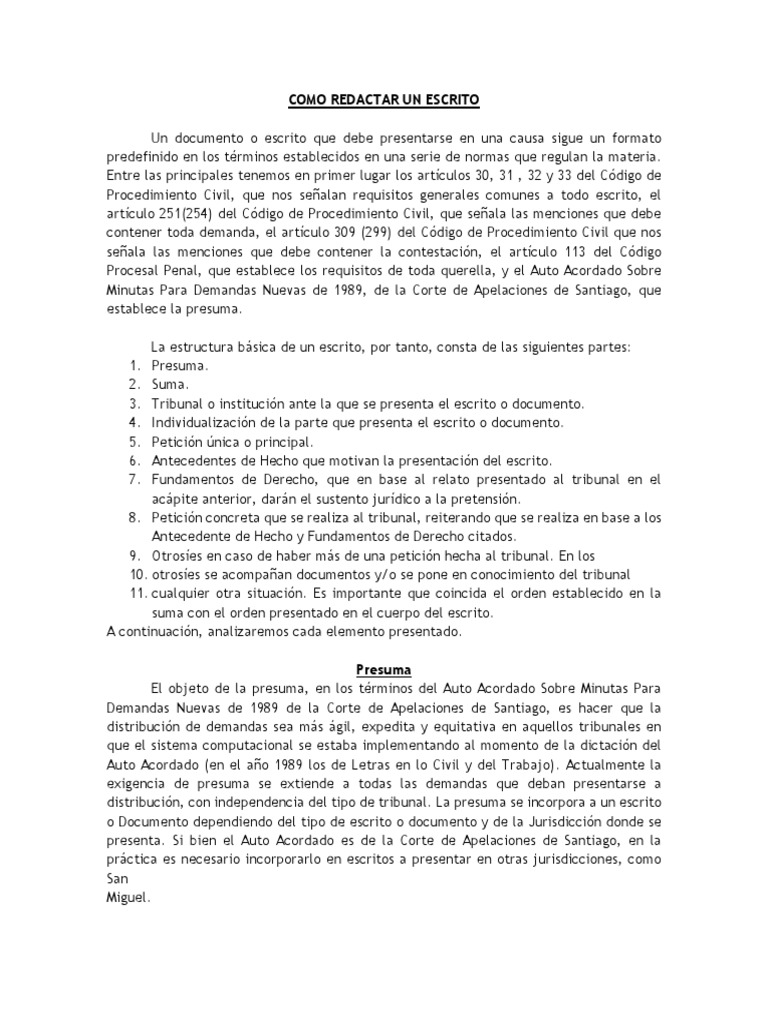 Guía para Redactar Escritos Legales | PDF