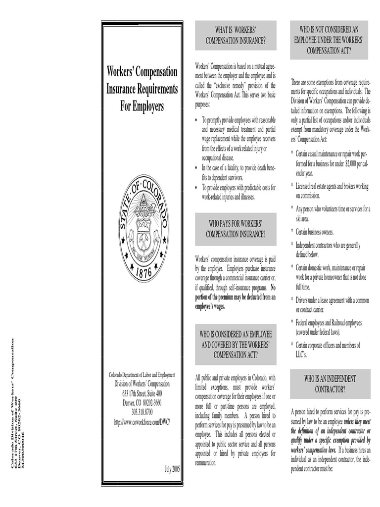 Colorado Workers' Comp Insurance Guide | PDF | Employment | Workers ...
