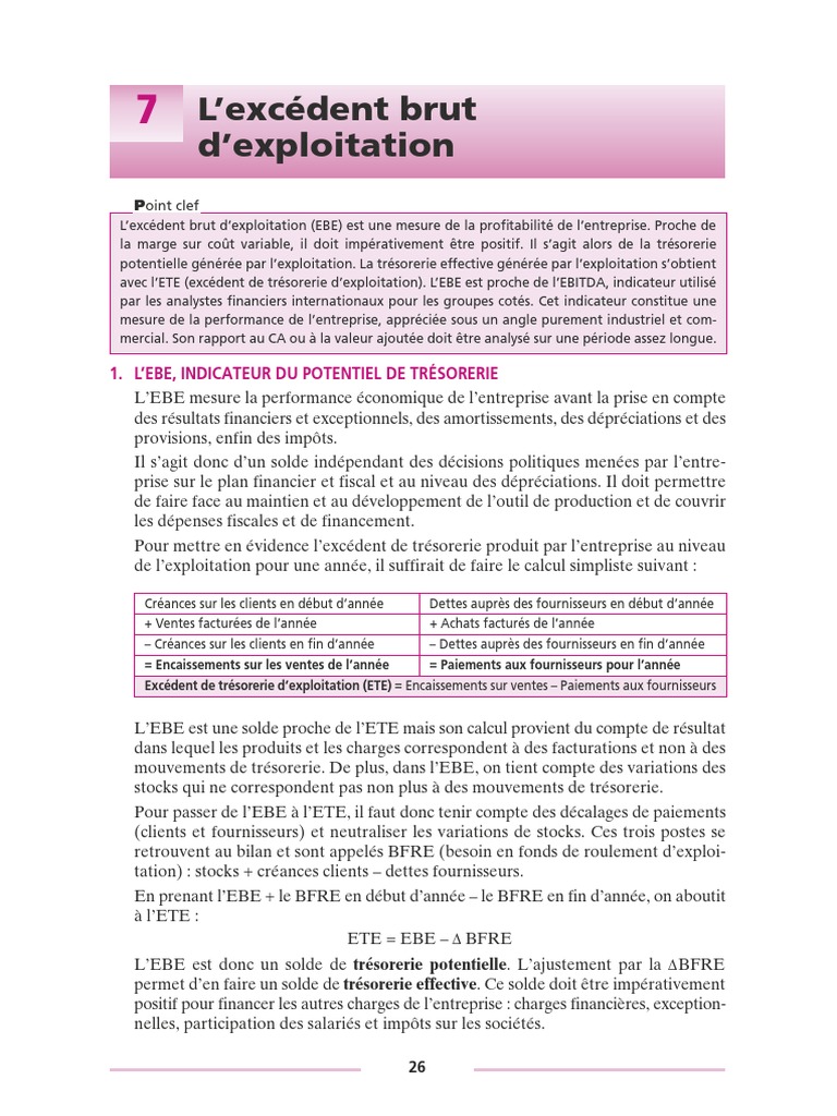 L'excédent Brut D'exploitation: Point Clef | PDF | Revenu brut | Économie