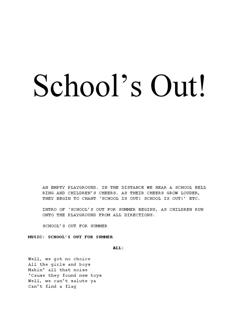 'School's Out!' Week 1 Script | PDF | Art | Poetry