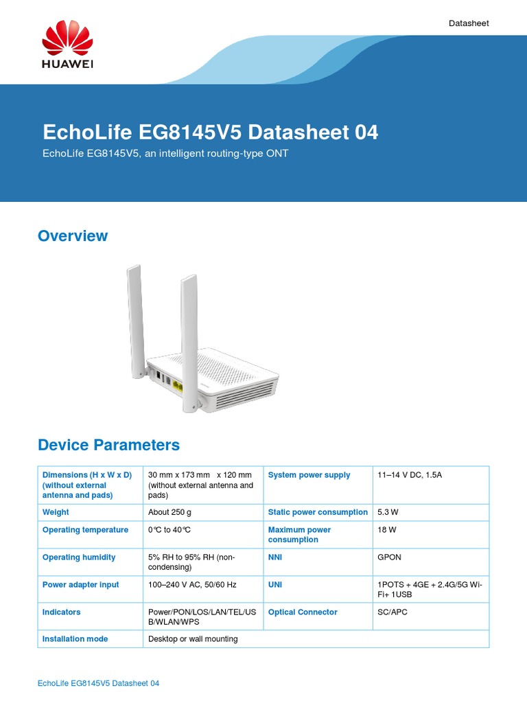 EchoLife EG8145V5 Datasheet 04 | PDF | I Pv6 | Ip Address