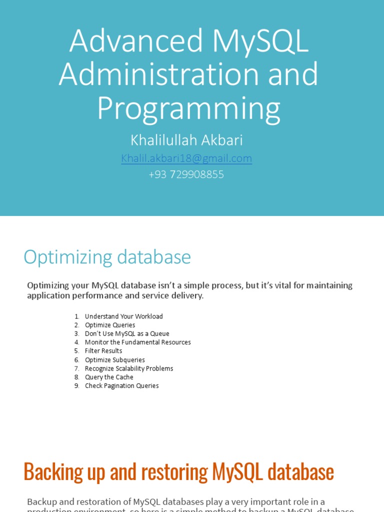 Advanced MySQL Administration and Programming | PDF | Database Transaction | Parameter (Computer ...