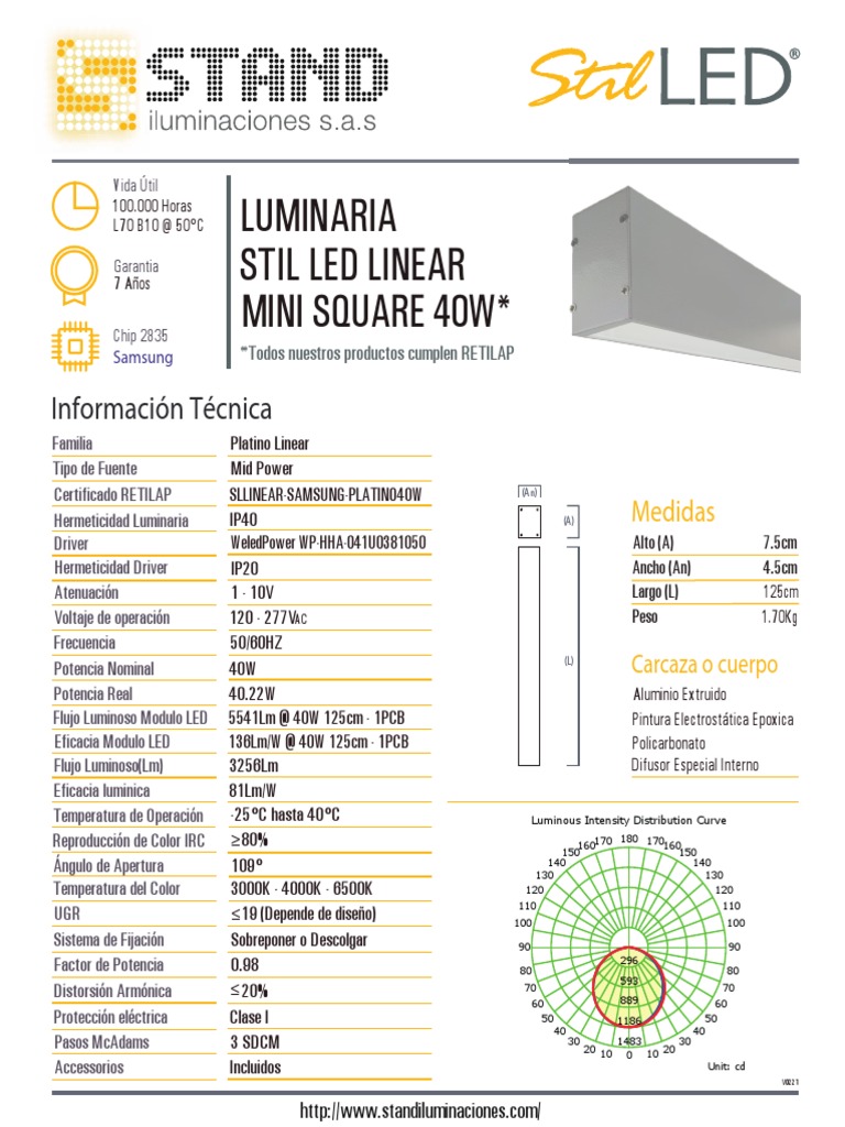 Luminaria Stil Led Mini Square 40W C-P | PDF