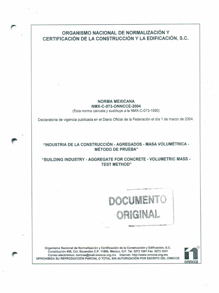 NMX C 073 Onncce 2004 | PDF