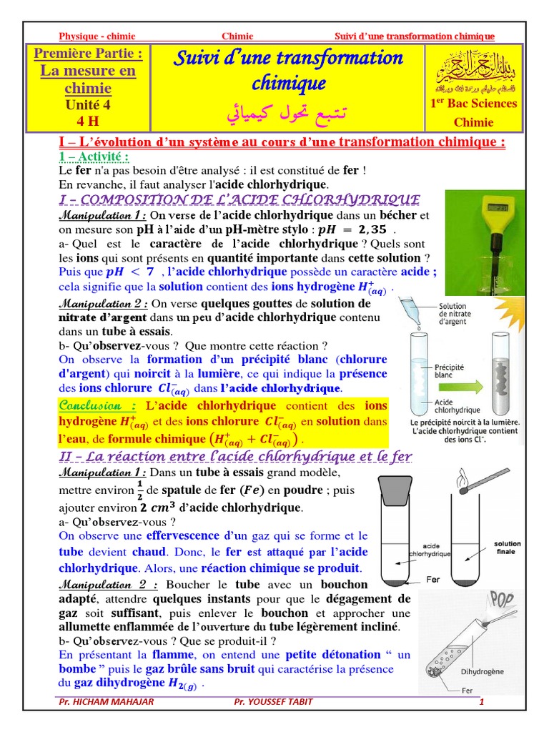 Suivi D Une Transformation Chimique Cours 1 1 | PDF