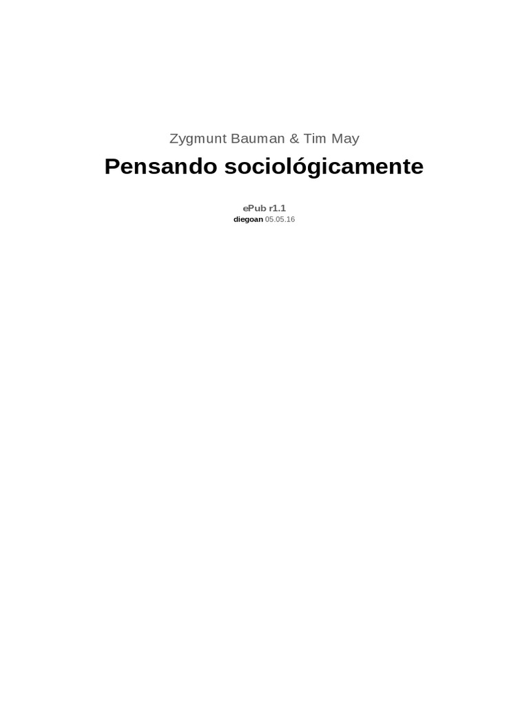 Bauman Pensando Sociológicamente | PDF | Sociología | Conocimiento