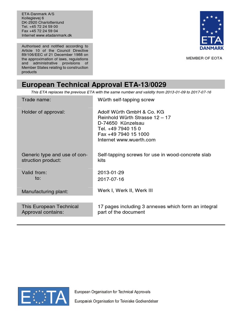 European Technical Approval Eta 13 0029 Download Free Pdf Beam
