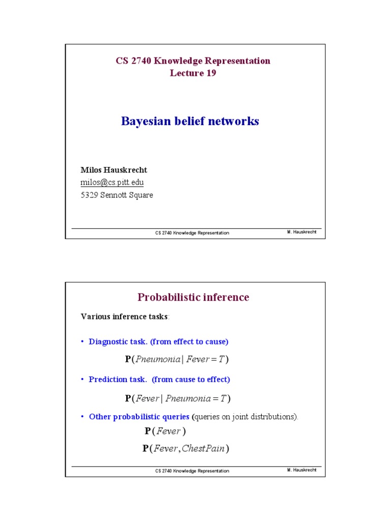 Bayesian Belief Networks: CS 2740 Knowledge Representation | PDF | Bayesian Network | Statistics