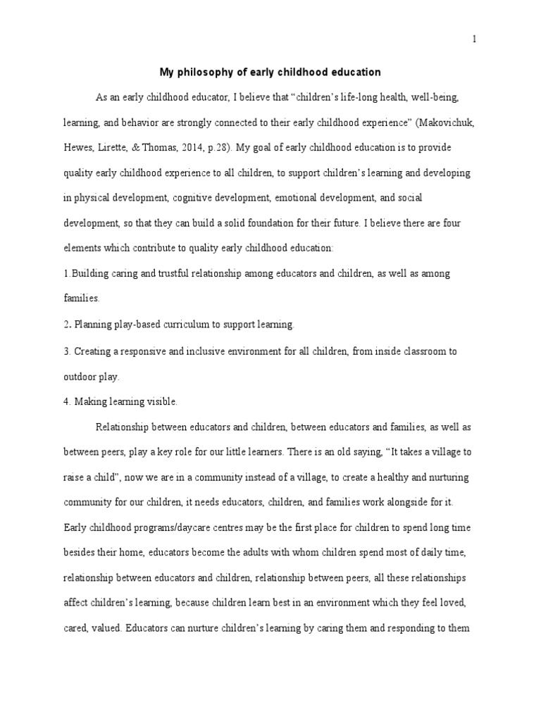 My Philosophy in Early Childhood Education-Combined | PDF | Early ...