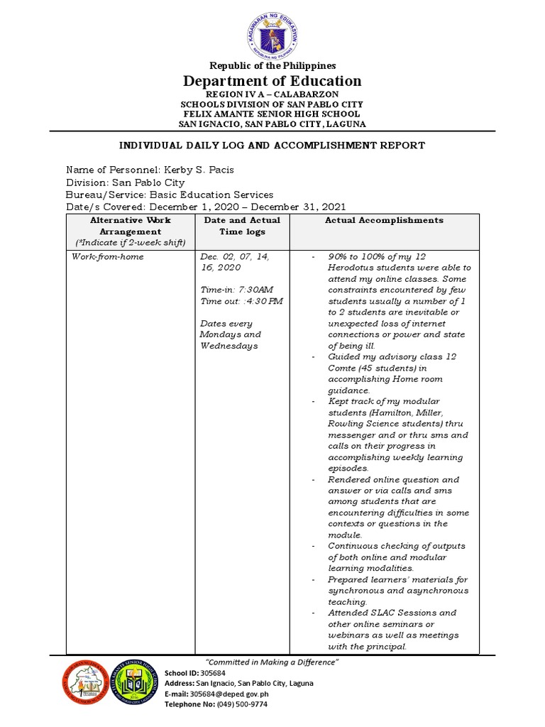 Department of Education: Republic of The Philippines | PDF | Behavior ...