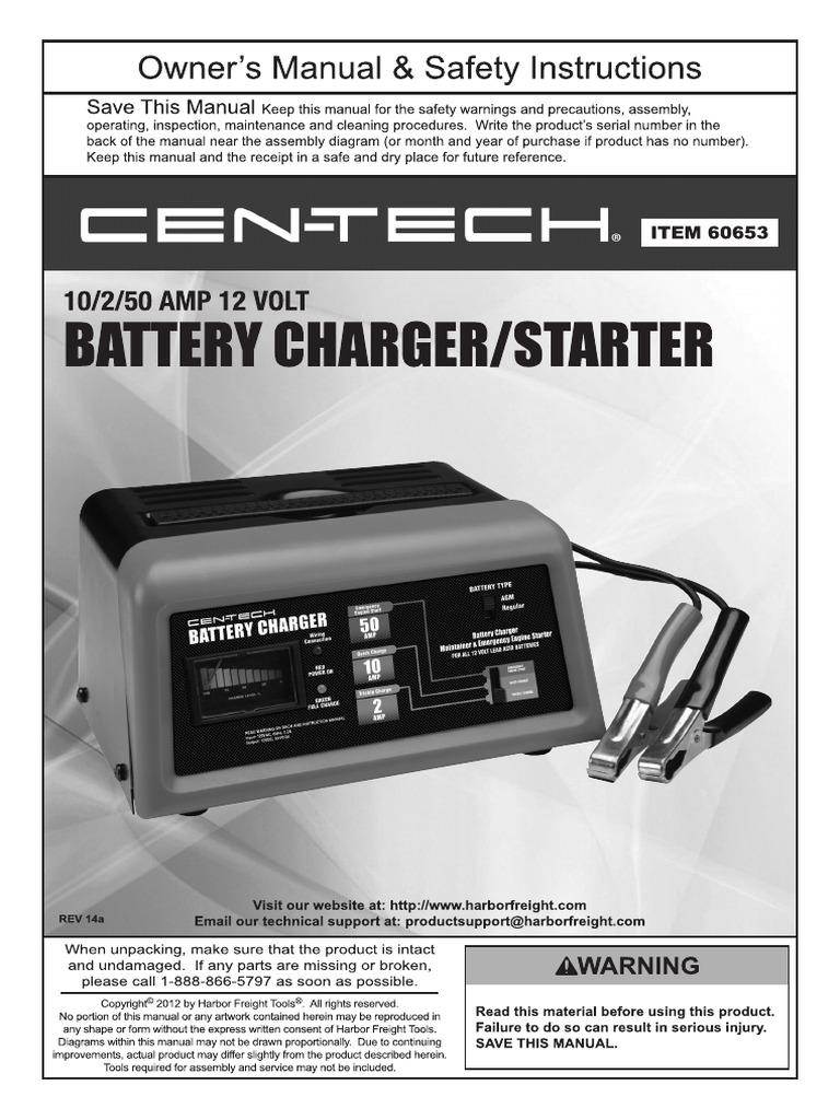 Battery Charger Centech Harbor Freight 60653 | PDF | Battery Charger ...