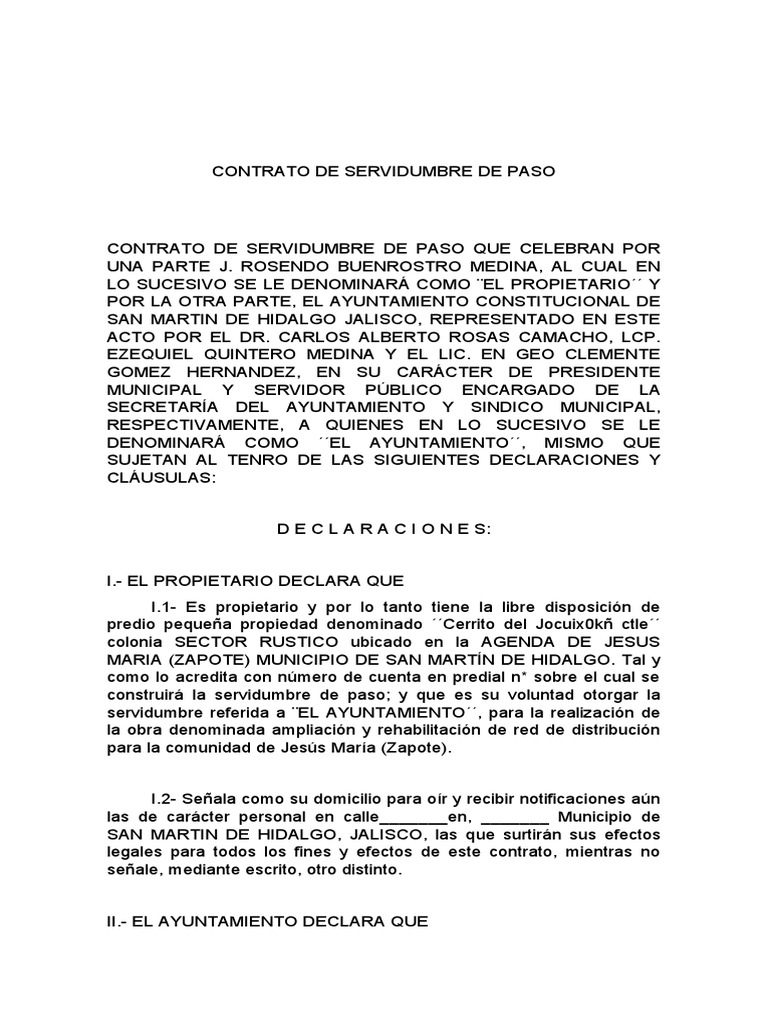 Contrato de Servidumbre de Paso | PDF
