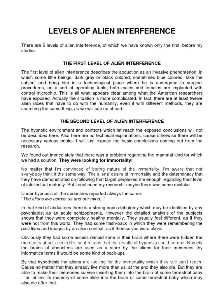 Levels of Alien Interference | PDF | Alien Abduction | Soul