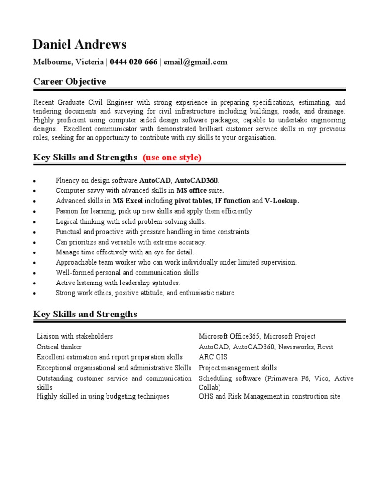 Resume Template Civil Engineering | Download Free PDF | Engineering ...
