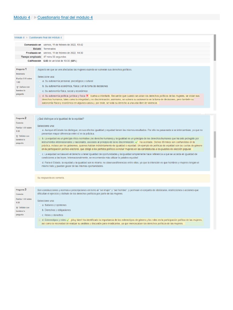 Módulo 4 Cuestionario Final Del Módulo 4 | PDF