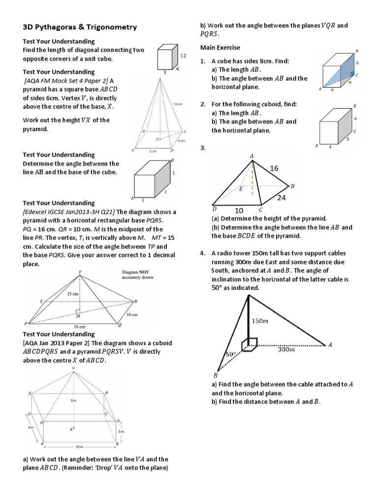 3D Pythagoras | PDF | Triangle | Angle