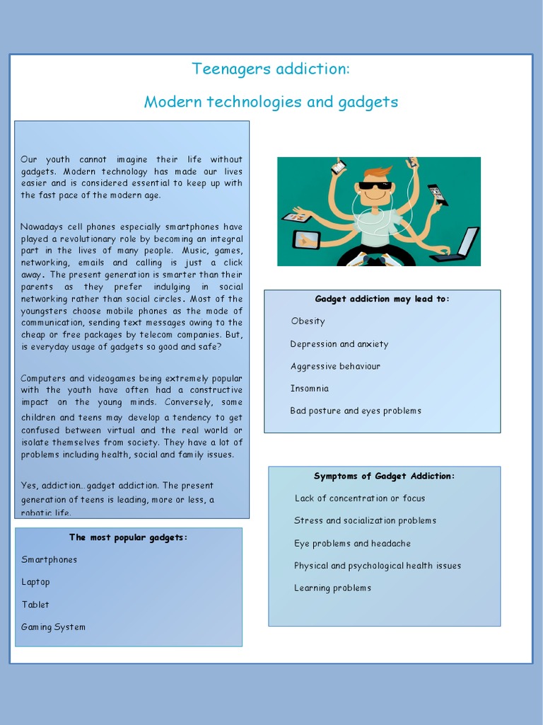 Gadget Addiction Reading Comprehension Exercises Writing Creative W ...