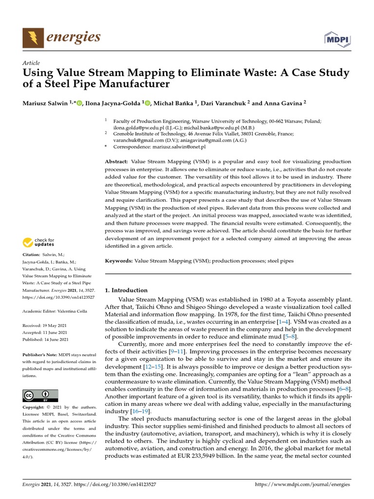 Using Value Stream Mapping To Eliminate Waste A Ca | PDF | Pipe (Fluid ...
