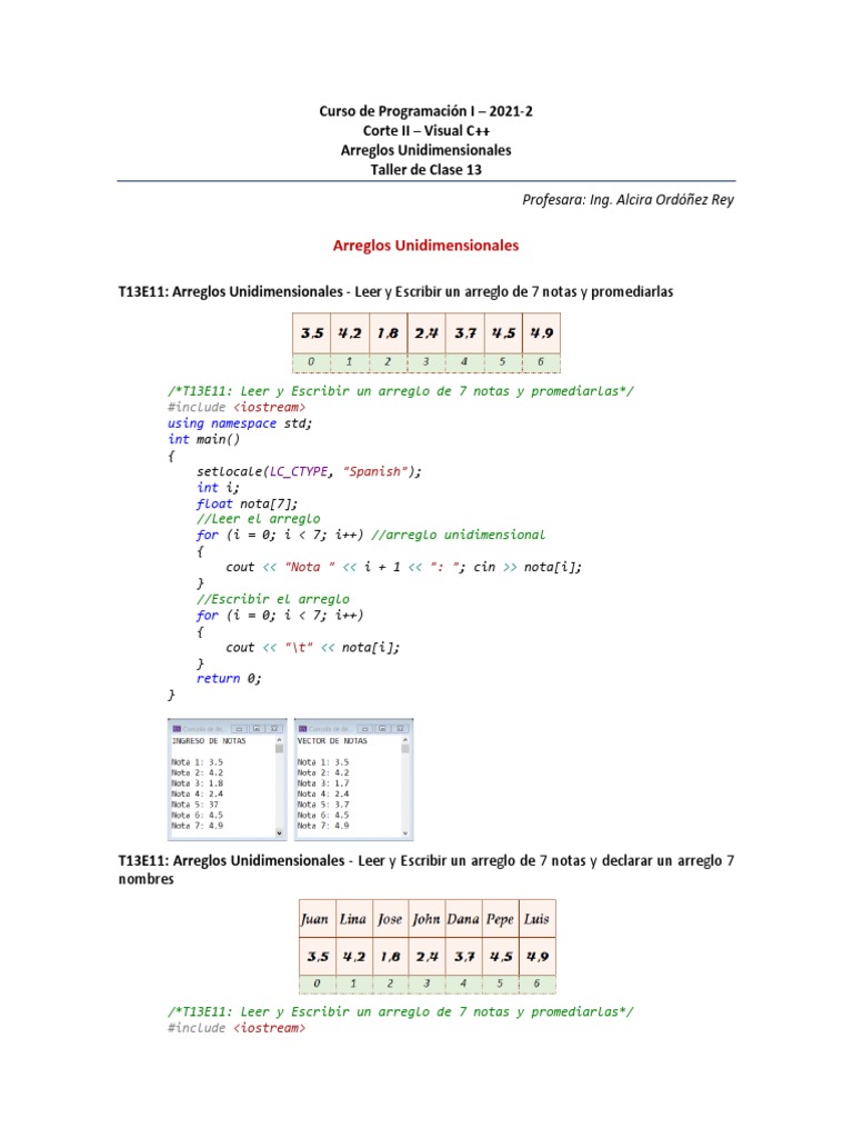 Clase 13 - Arreglos Unidimensionales en Visual C++ | PDF | Estructura ...