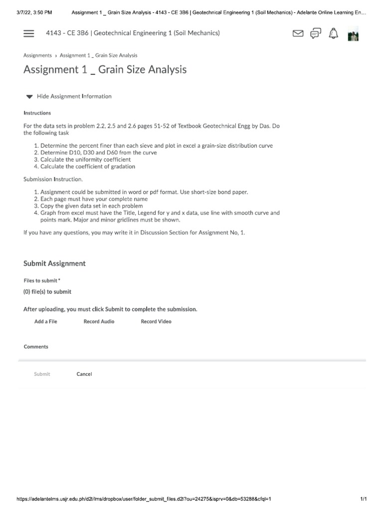 Assignment 1 - Grain Size Analysis | PDF