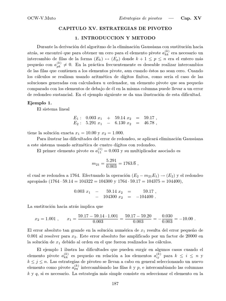 Estrategias de Pivoteo Máximo Gauss | PDF | Sistema de ecuaciones ...