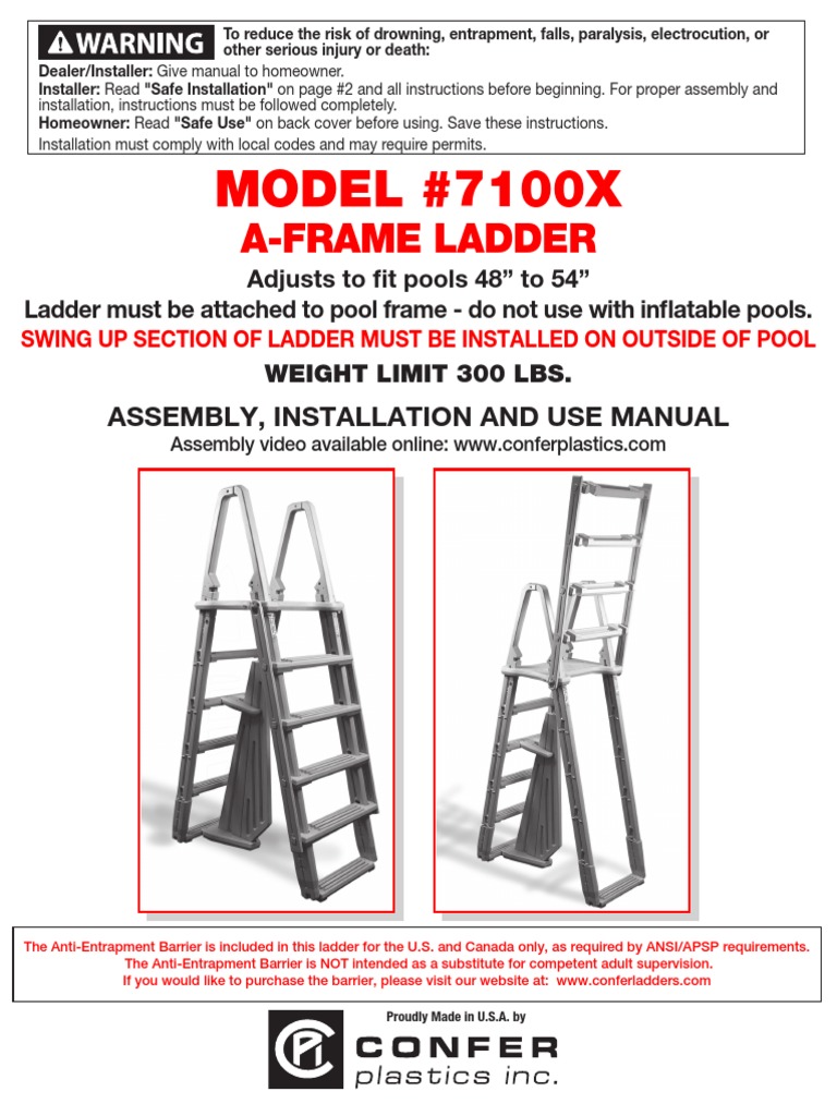 Confer 7100x Aframe Ladder-Product-Manual | PDF | Screw | Drill