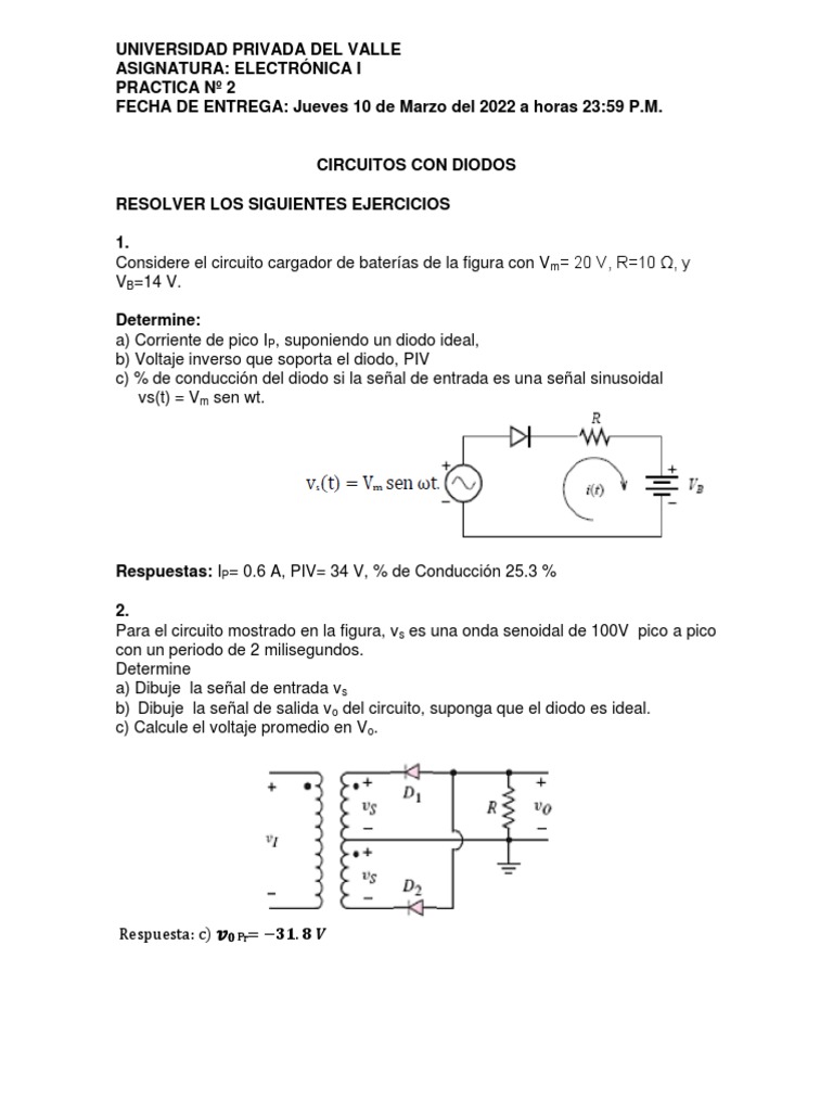 Practica #2 Circuitos Con Diodos | PDF
