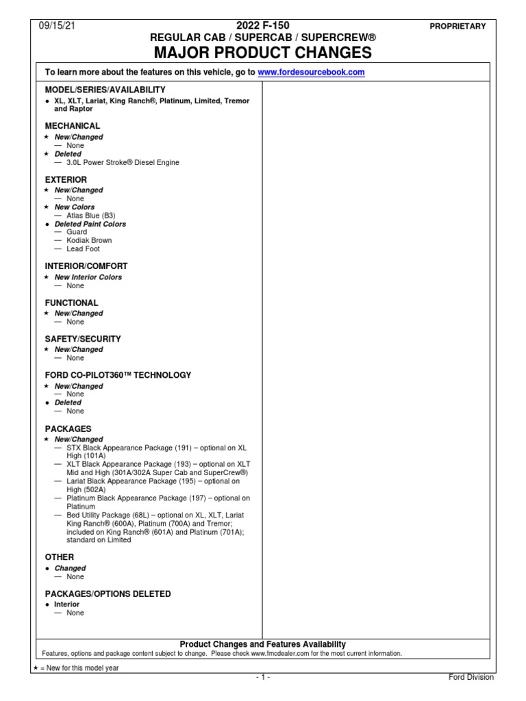 2022 F-150 Order Guide | PDF | Ford F Series | Airbag