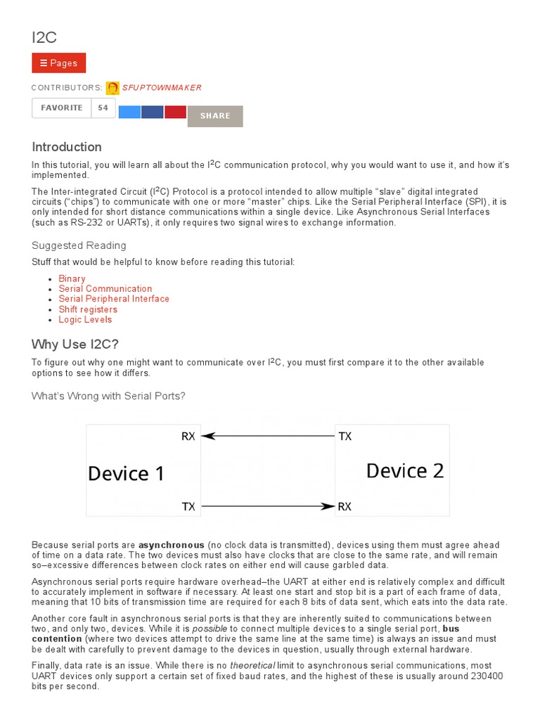 I2C - Learn - Sparkfun | PDF | Information And Communications Technology | Computer Networking