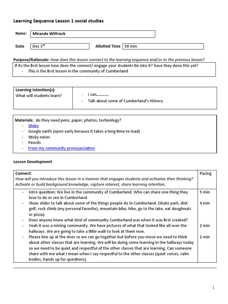 Z Lesson Plan 1 Ss | PDF | Community | Learning